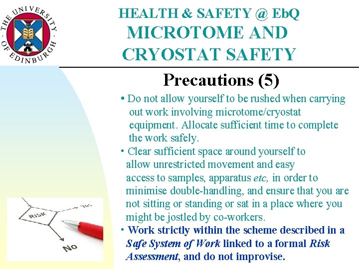 HEALTH SAFETY Eb Q MICROTOME AND CRYOSTAT SAFETY
