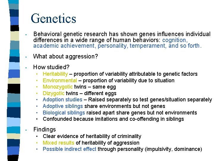 Biological Determinants of Aggression Overview of BiologyPhysiology ...