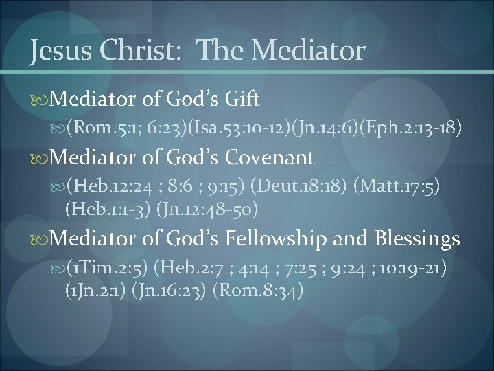 JESUS CHRIST THE MEDIATOR Between God and Man