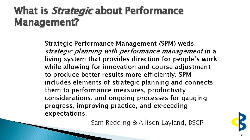 What is Strategic about Performance Management Dr Allison