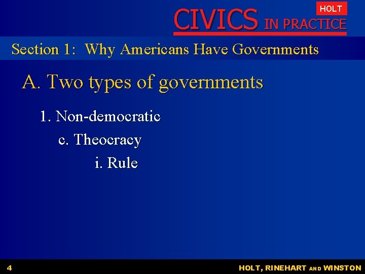 CIVICS IN PRACTICE HOLT Chapter 2 Foundations of
