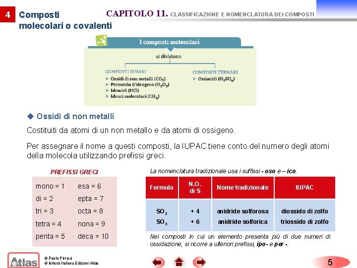 CAPITOLO 11 CLASSIFICAZIONE E NOMENCLATURA DEI COMPOSTI Classificazione