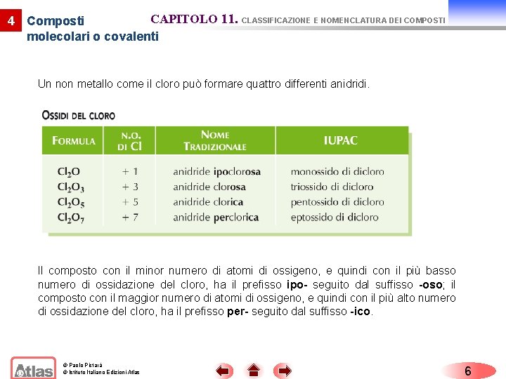CAPITOLO 11 CLASSIFICAZIONE E NOMENCLATURA DEI COMPOSTI Classificazione