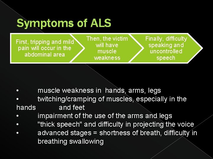 ALS Amyotrophic lateral sclerosis Biology A Presentation By