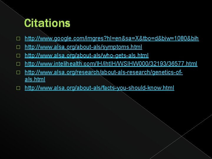 ALS Amyotrophic lateral sclerosis Biology A Presentation By