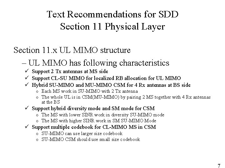 UL MIMO Structures for 16 m Document Number