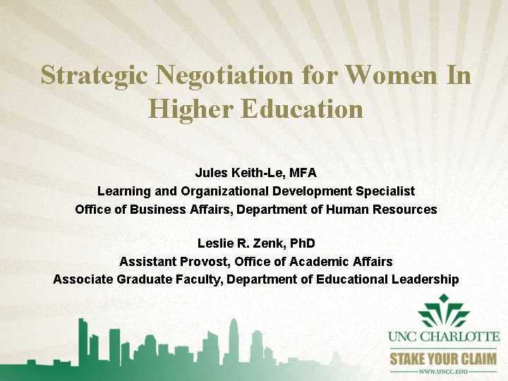 Strategic Negotiation for Women In Higher Education Jules
