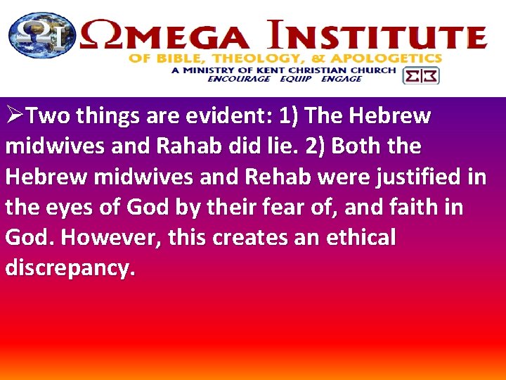 Alleged Discrepancies of the Bible Lesson 5 Ethical