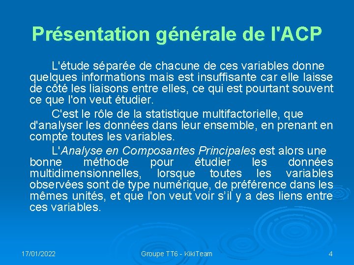 ACP Analyse en Composantes Principales 17012022 Groupe TT