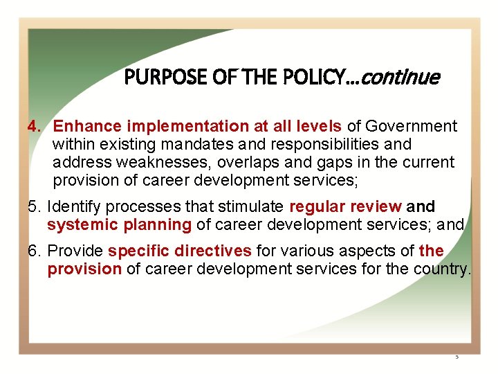 Draft Career Development Services Policy Building an effective