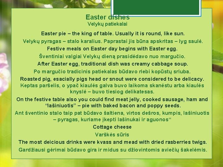 Easter traditions in Lithuania Velyk tradicijos Lietuvoje Easter