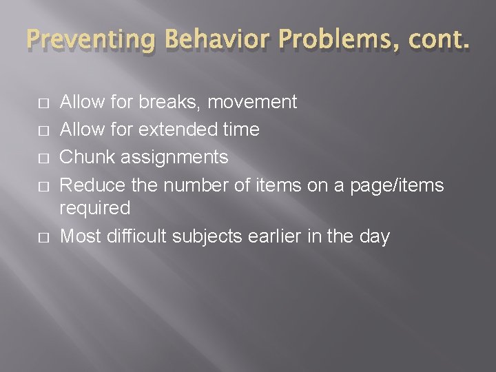STRATEGIES FOR WORKING WITH Students with Behavior Disorders