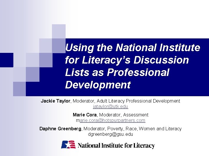Using the National Institute for Literacys Discussion Lists