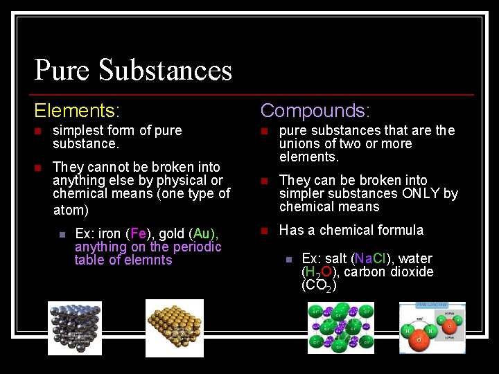 Classification of Matter Pure Substances Mixtures States of