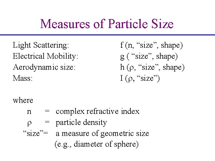 Methods for Measuring Particle Size and Size Distributions