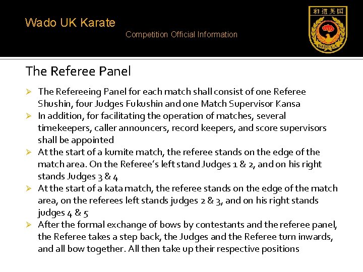 Wado UK Competition Official Information 2014 World Karate