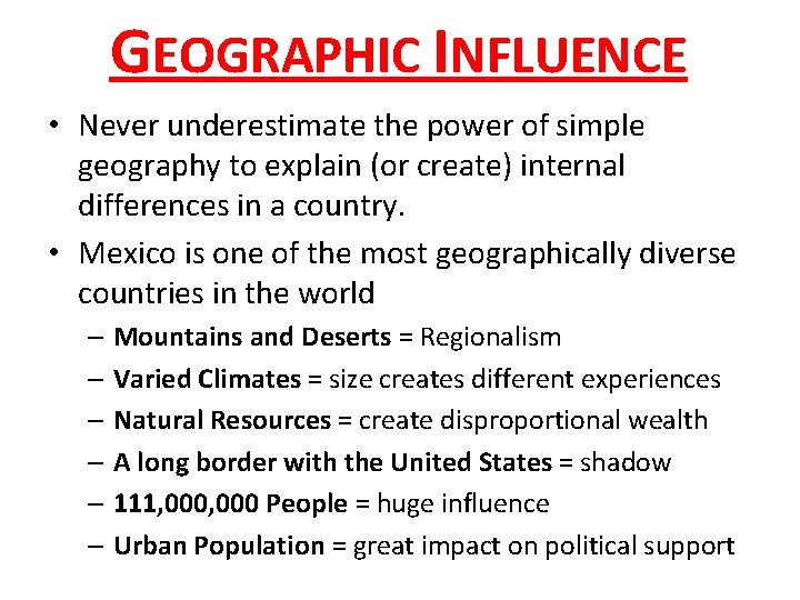 MEXICO Overview The Big Picture System of Government