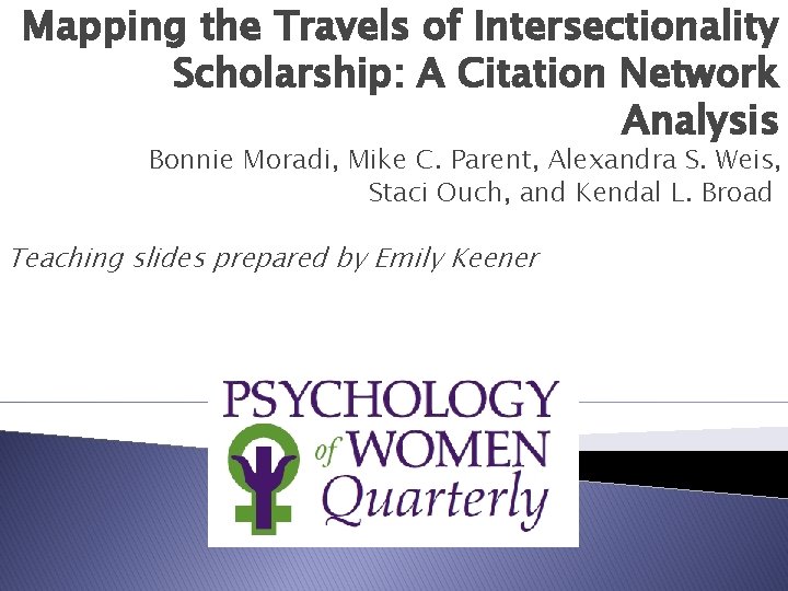 Mapping the Travels of Intersectionality Scholarship A Citation