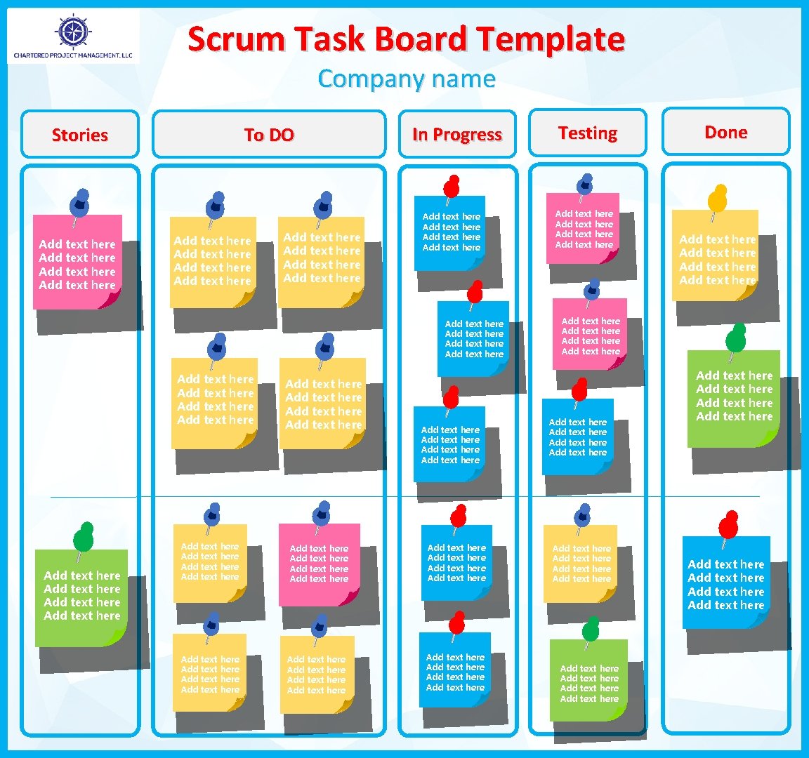 Scrum Task Board Template Company name Stories Add