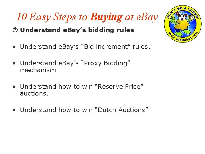 10 Easy Steps to Buying at e Bay