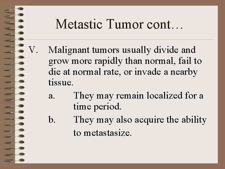 Tumor Cells and the Onset of Cancer By