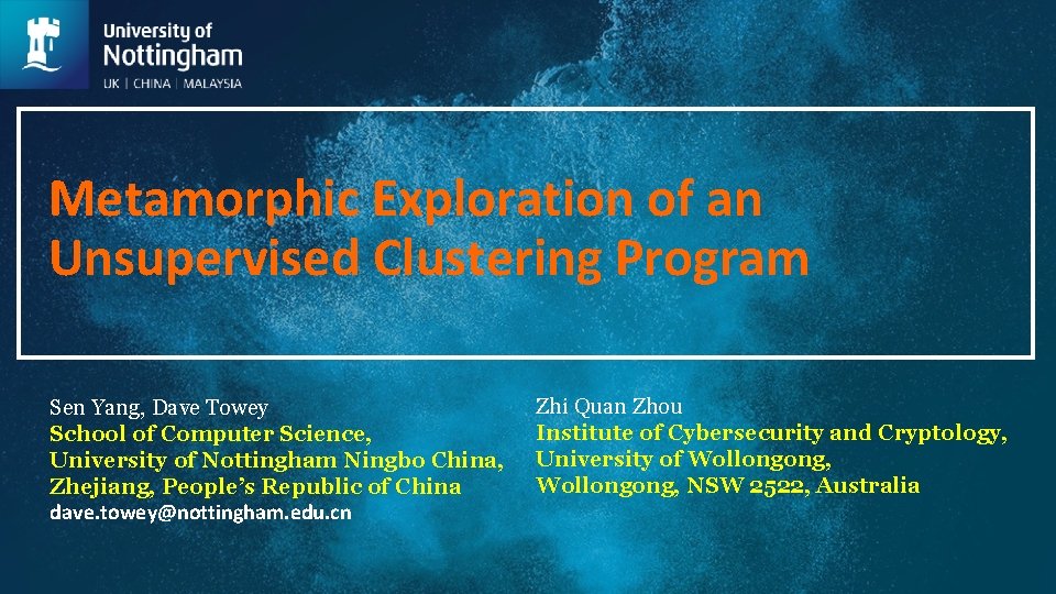 Metamorphic Exploration of an Unsupervised Clustering Program Sen