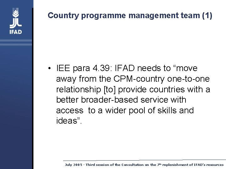 IFADs operating model Title overall structure and components