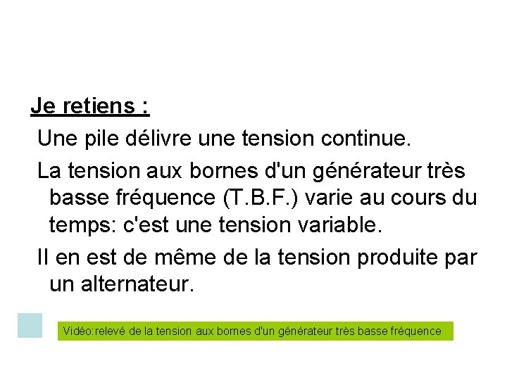 chapitre 9 Tension continu et tension alternative Courant
