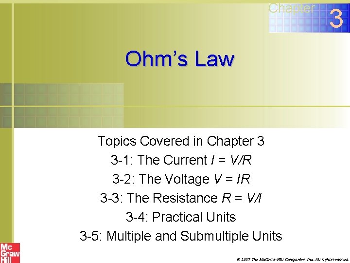 Chapter 3 Ohms Law Topics Covered in Chapter