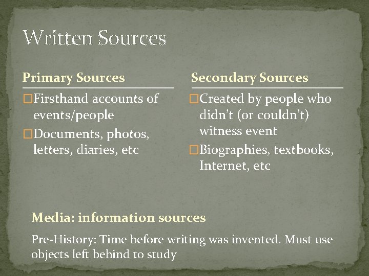 How do we learn about the past How