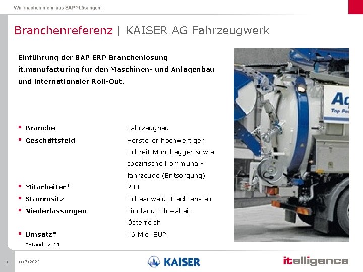 Branchenreferenz KAISER AG Fahrzeugwerk Einfhrung der SAP ERP