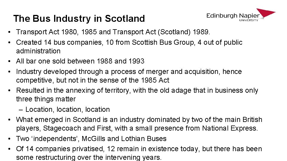 The Scottish bus industry the Transport Bill 2018