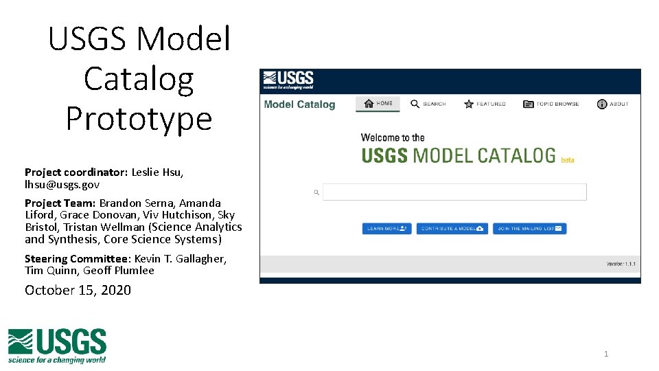 USGS Model Catalog Prototype Project coordinator Leslie Hsu