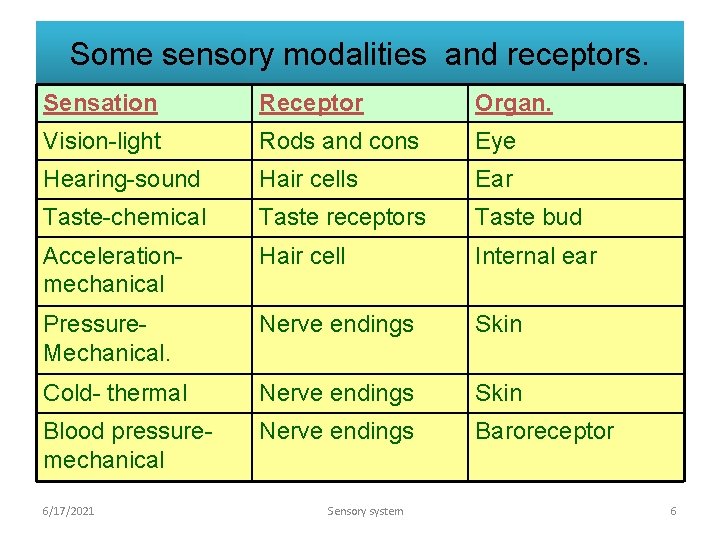 Sensory System Prof K Sivapalan Receptor Mechanism Receptor