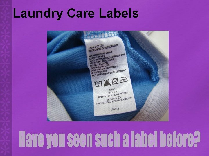 Lesson 9 a Reading Labels Laundry Care Symbols