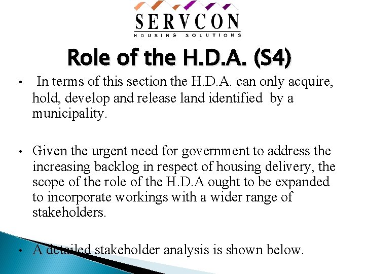 Commentary to the Housing Development Agency HDA Bill