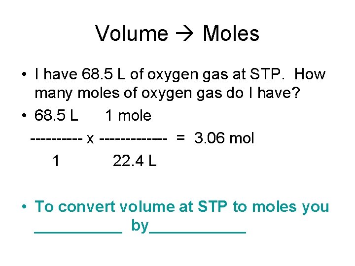 What is Avogadros Law Lesson 3 molevolume conversions