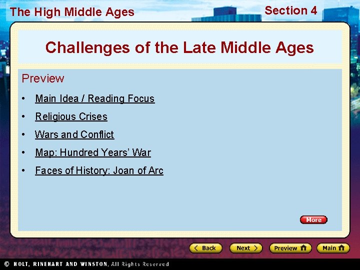 The High Middle Ages Section 4 Challenges of