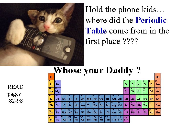 Hold the phone kids where did the Periodic