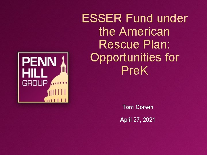 ESSER Fund under the American Rescue Plan Opportunities