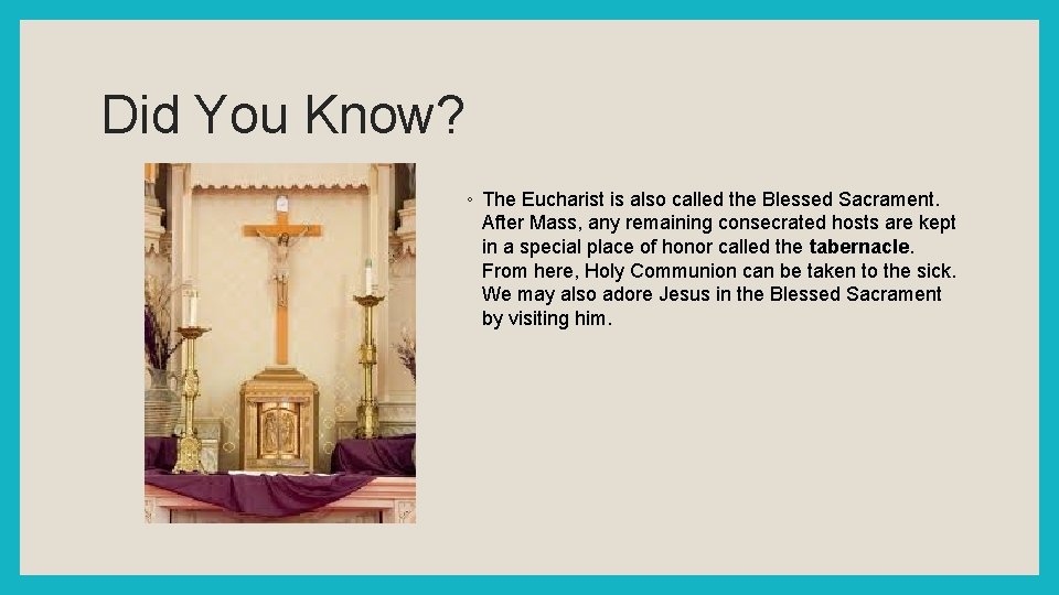 WHY IS THE EUCHARIST WONDERFUL Eucharist The Eucharist