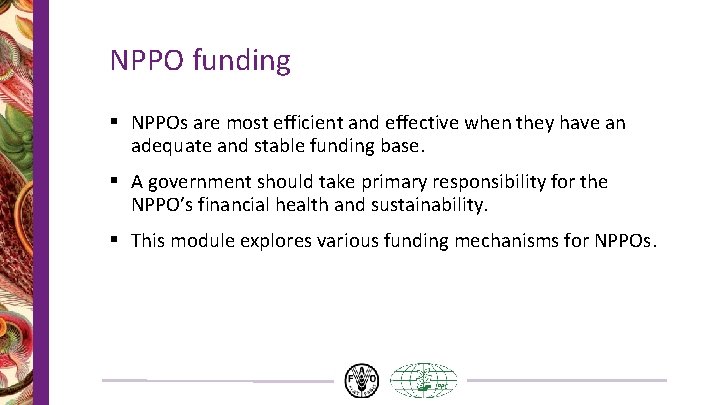 NPPO ESTABLISHMENT Module 6 Sources of Funding Module