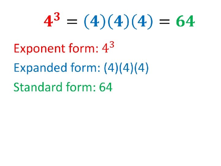 Stand Quietly Basic Exponents Students will be able