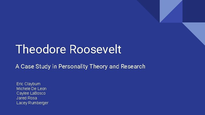 Theodore Roosevelt A Case Study in Personality Theory