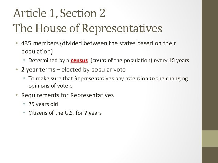 The Legislative Branch Congress The law making branch