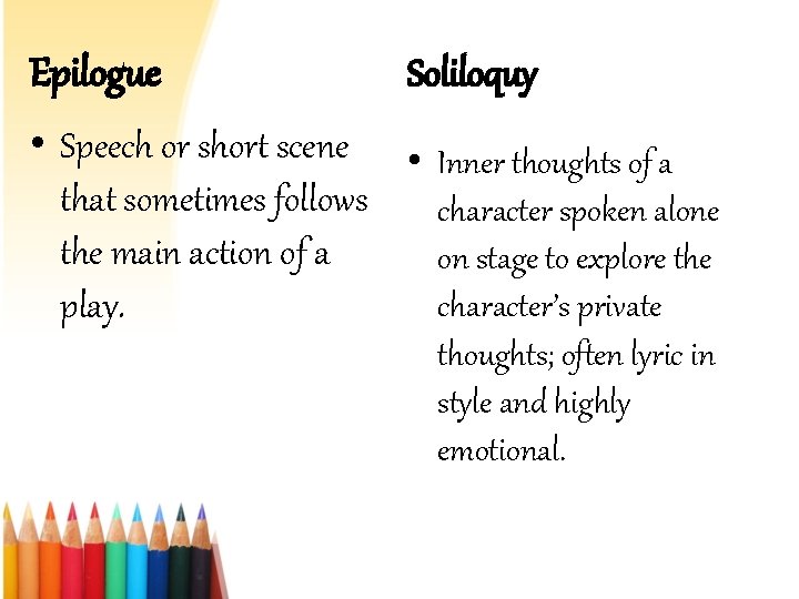 Elements of Drama October 15 2015 Narrator Scene