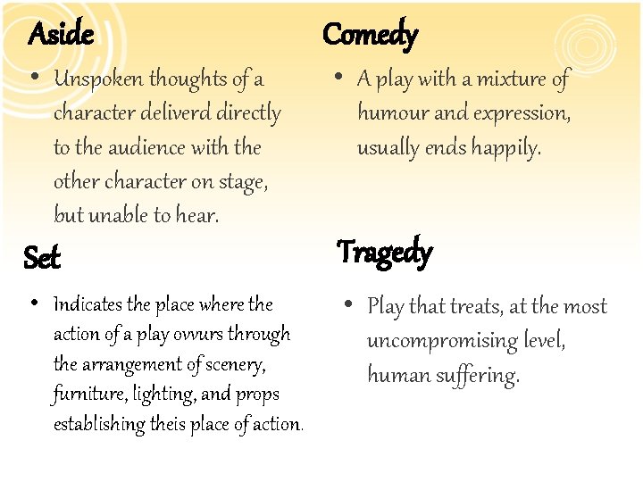 Elements of Drama October 15 2015 Narrator Scene