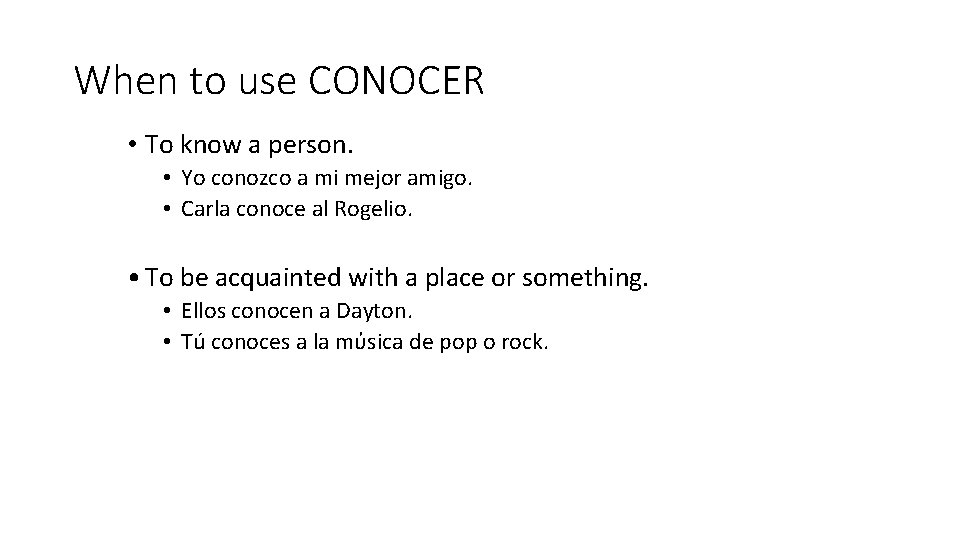 Saber vs Conocer To Know Saber to know