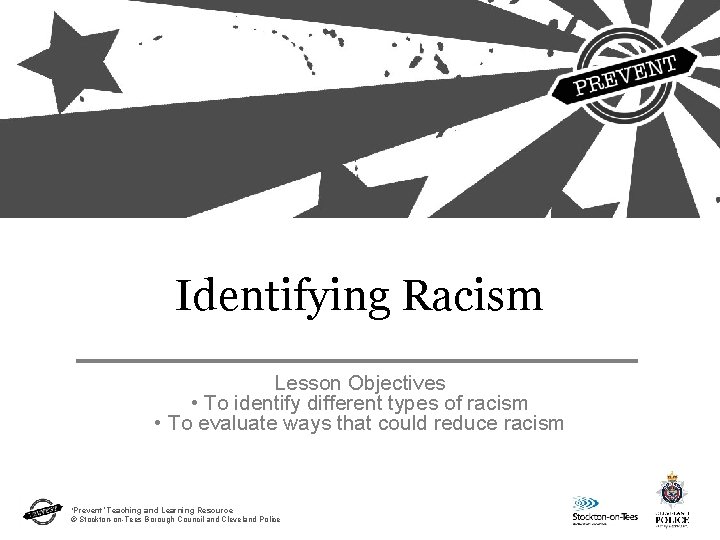 Identifying Racism Lesson Objectives To identify different types