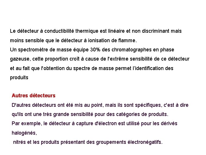 CHAPITRE II CHROMATOGRAPHIE EN PHASE GAZEUSE CPG PLAN